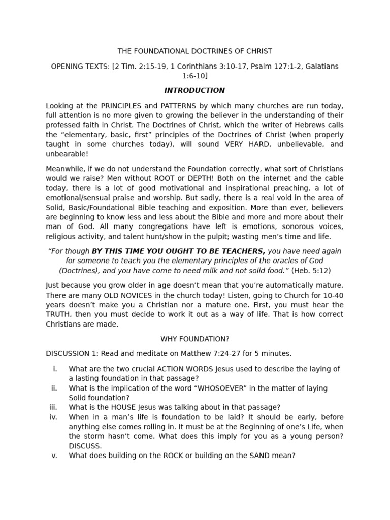 The Foundational Doctrines of Christ - New - 033144 | PDF | Baptism ...