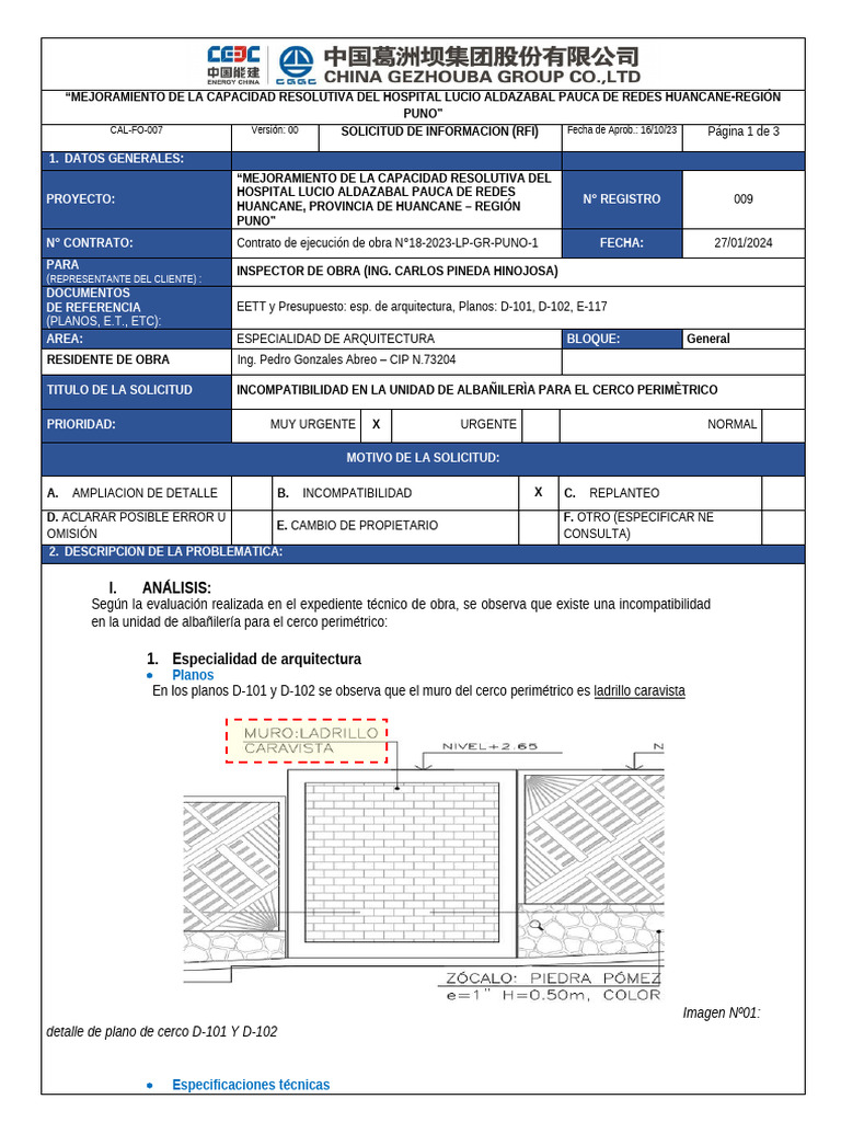 MODELO DE RFI_ 001-OP-HCN-CGGC (2) tipo de ladrillo caravista | PDF | Presupuesto
