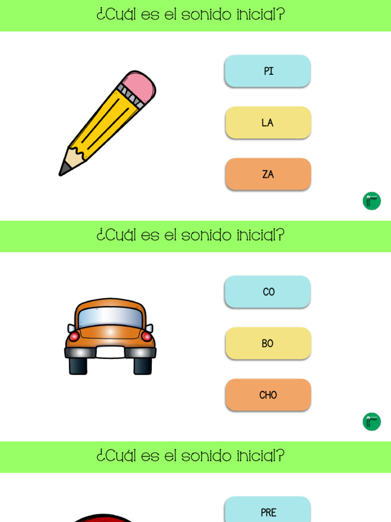 Sonidos Iniciales en Palabras | PDF