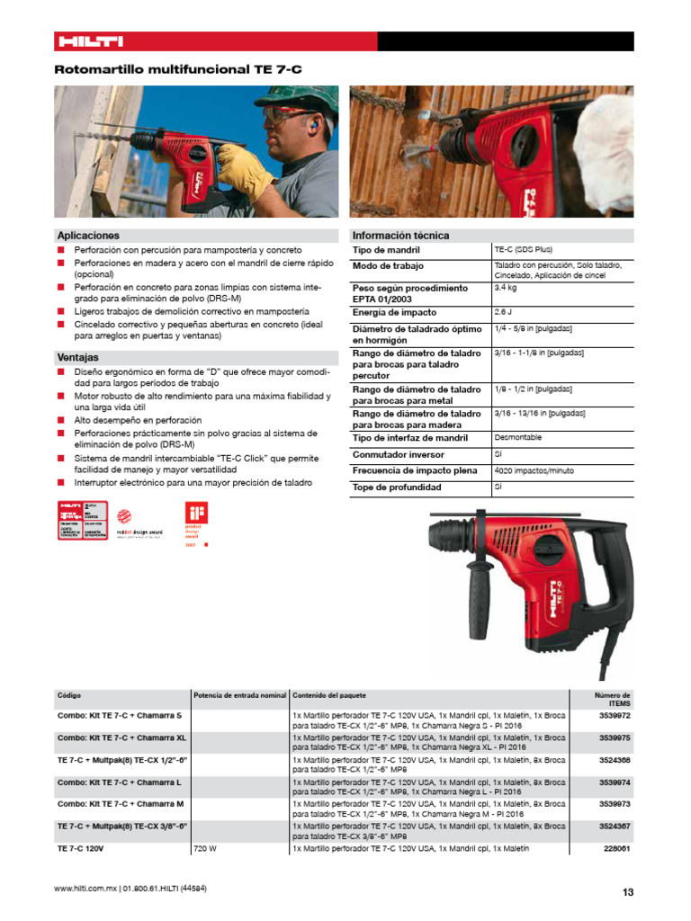 TE-7 C | PDF | Perforación | Perforar