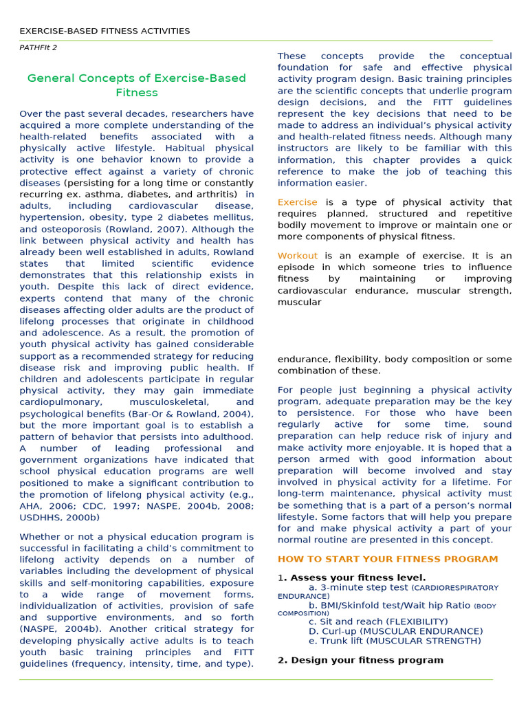 General Concept of Exercise Based Fitness | PDF | Blood Pressure | Heart