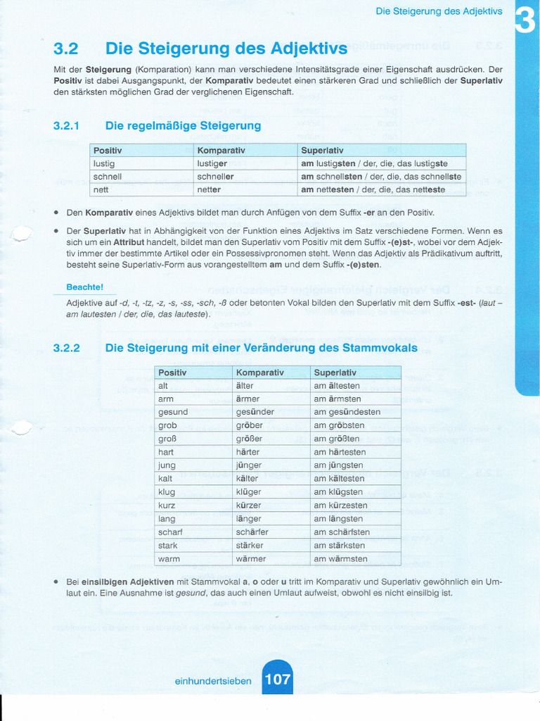 Die Steigerung Des Adjektivs | PDF