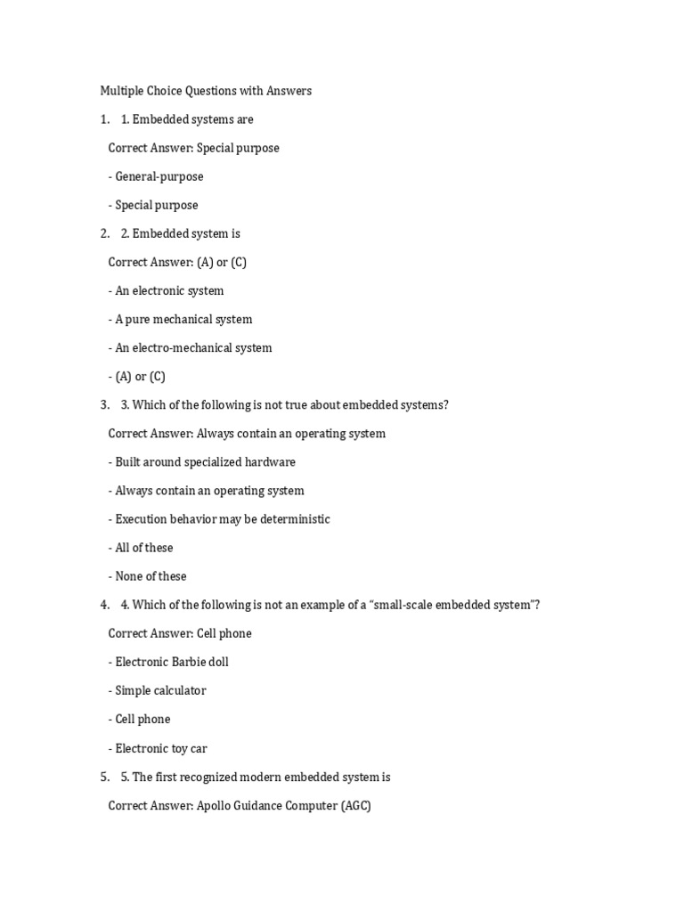 MCQ Embedded Systems Complete | PDF | Embedded System | Central Processing Unit
