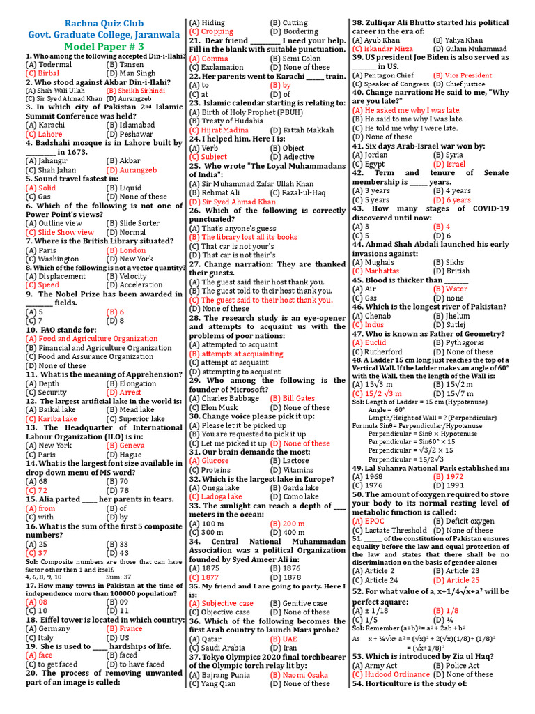 General Knowledge Paper 3 | PDF