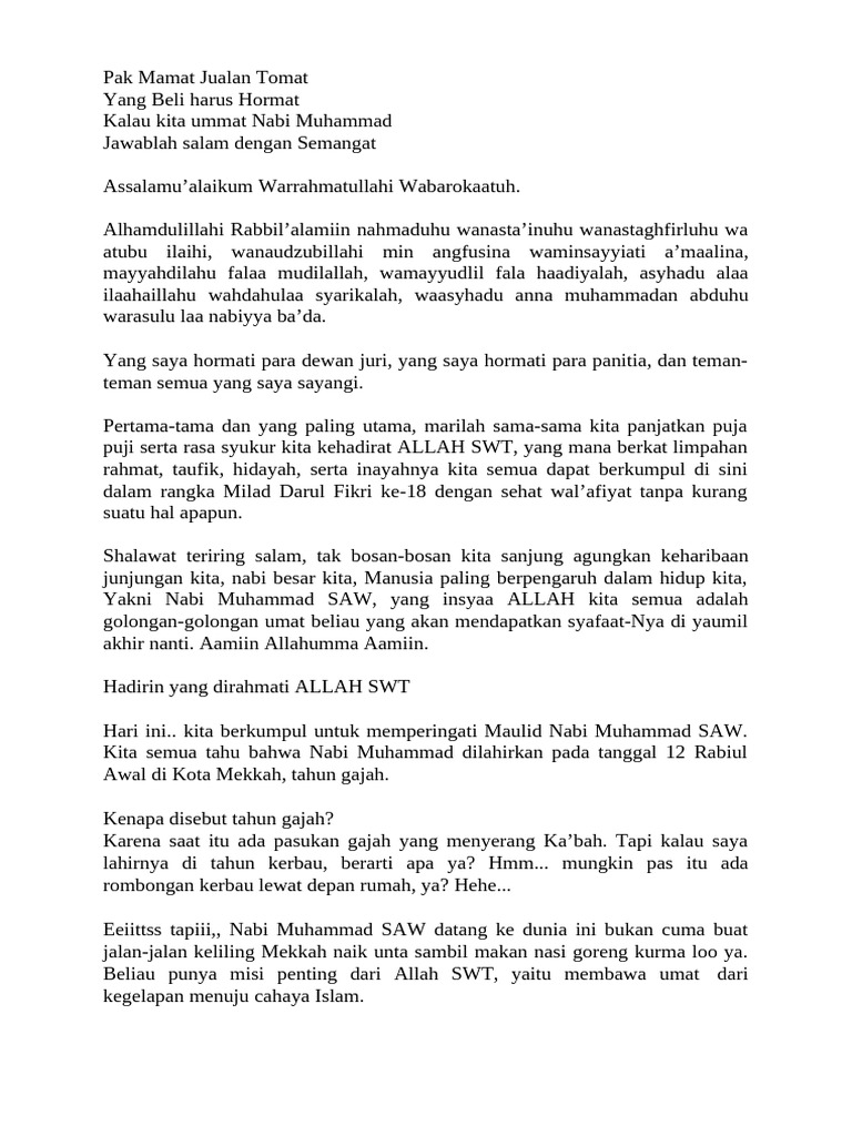 Pidato Maulid Nabi yang Menginspirasi | PDF