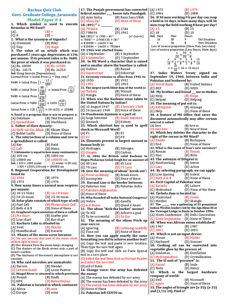 General Knowledge Paper 4 | PDF