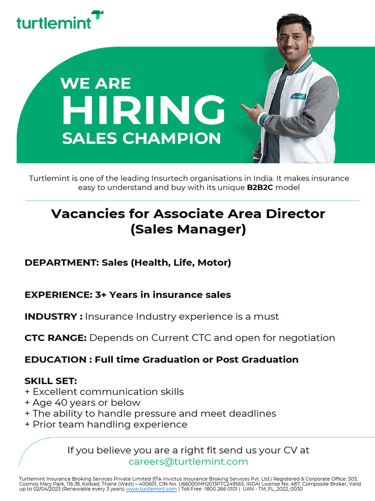 Turtlemint_is_hiring__1671117369 | PDF | Insurance Broker | Insurance