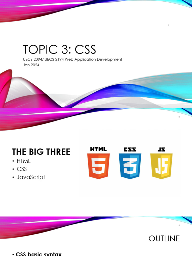 UECS2094 2194 - Topic 3 - CSS - Jan 2025 | PDF | World Wide Web Consortium Standards | Cyberspace