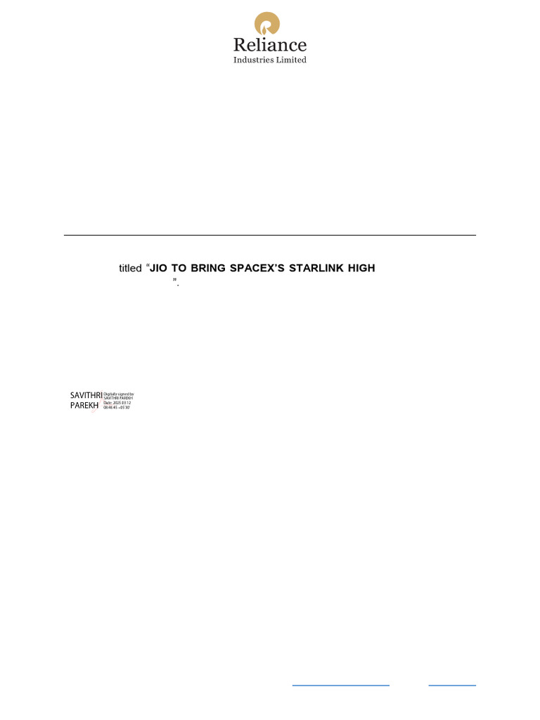 BSE Limited National Stock Exchange of India Limited: Savithri Parekh ...