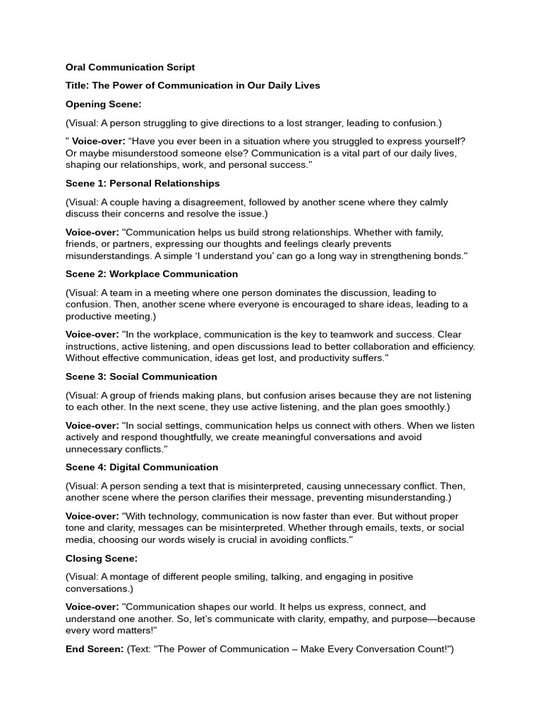 Oral Communication Script | PDF | Communication | Conversation