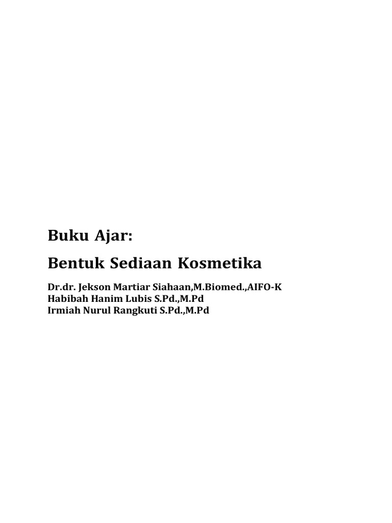 Buku Ajar Sediaan Kosmetika | PDF
