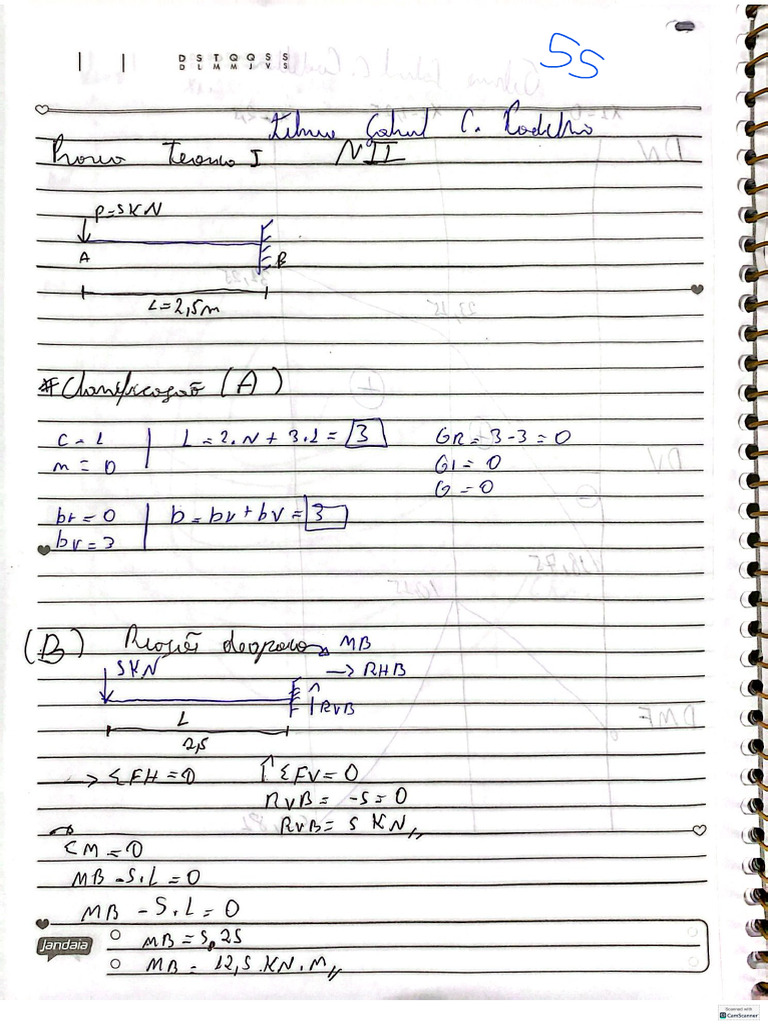 PROVA N2 TEORIA DAS ESTRUTURAS TELMO GAB 55 | PDF