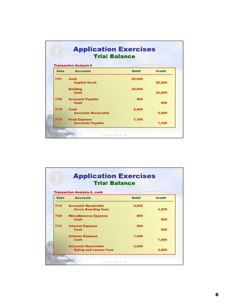 Exercises 1 - Transaction Analysis 6 - Answer Key | PDF