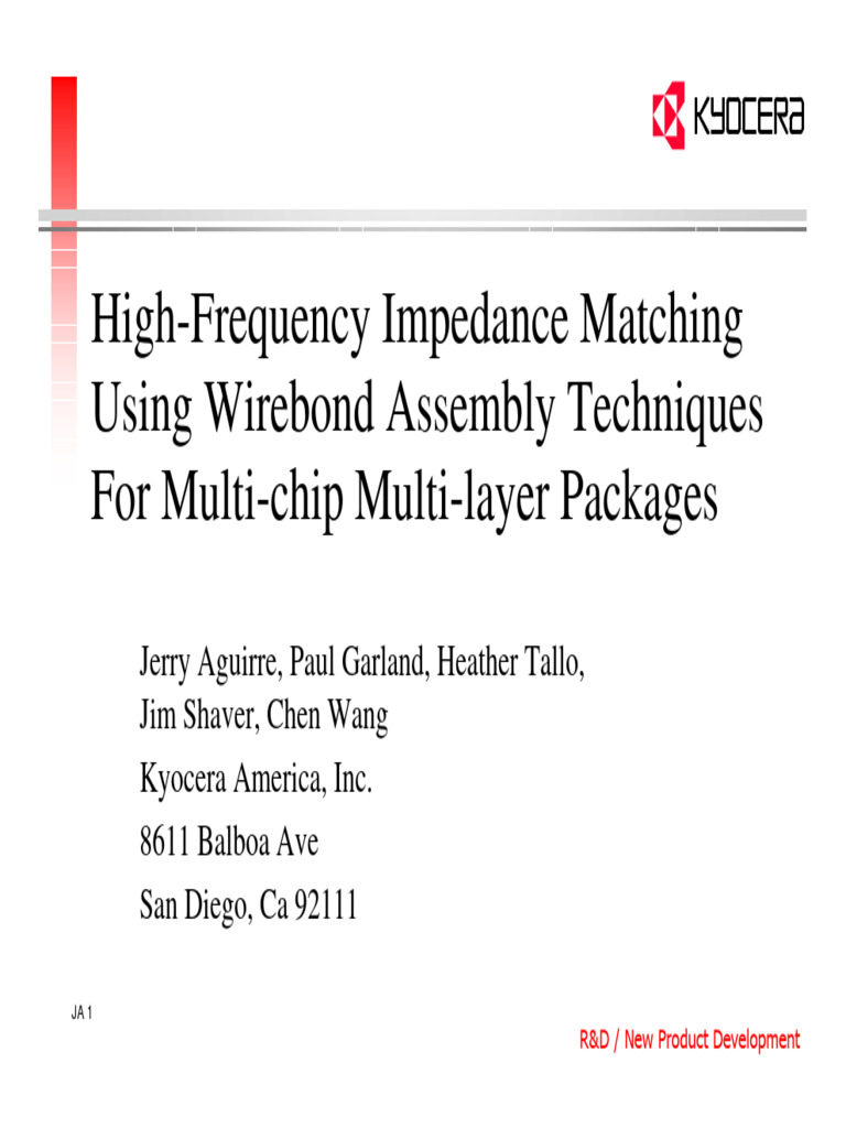 High-Frequency Impedance Matching Using Wirebond Assembly ... | PDF ...