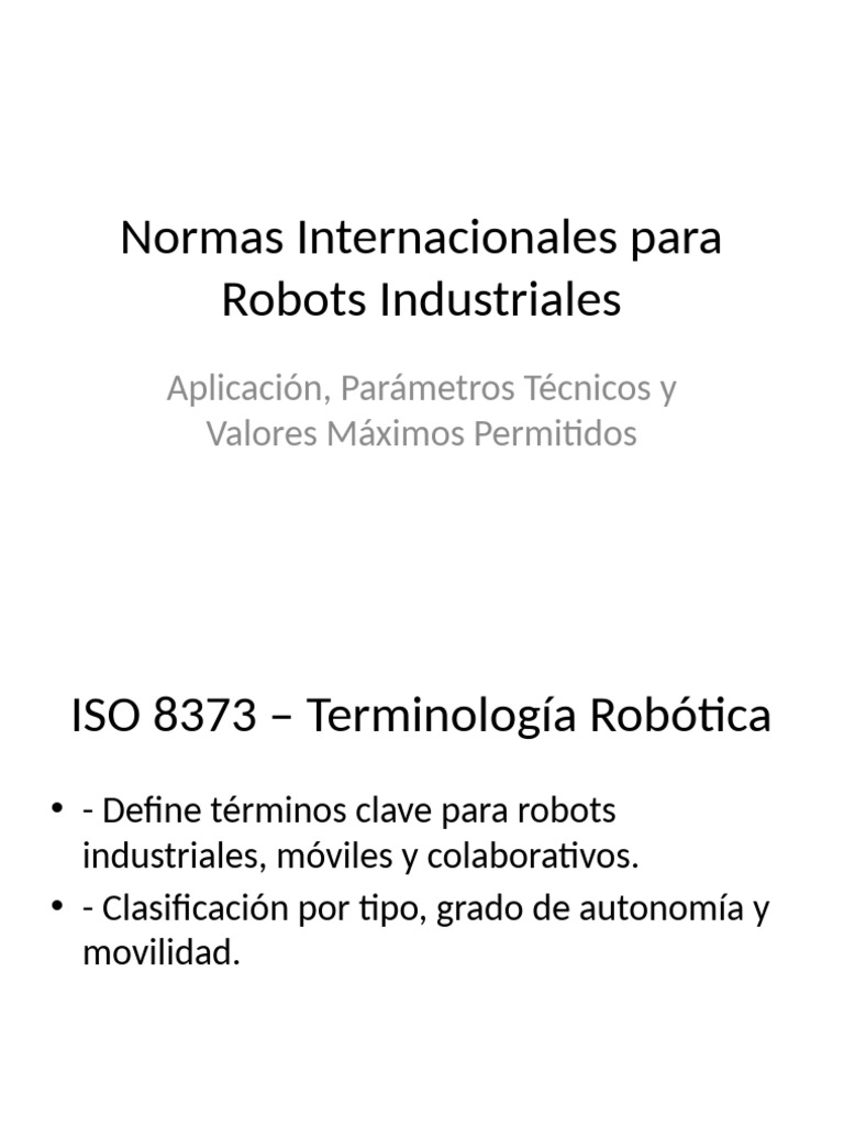 Normas Robots Industriales ISO | PDF