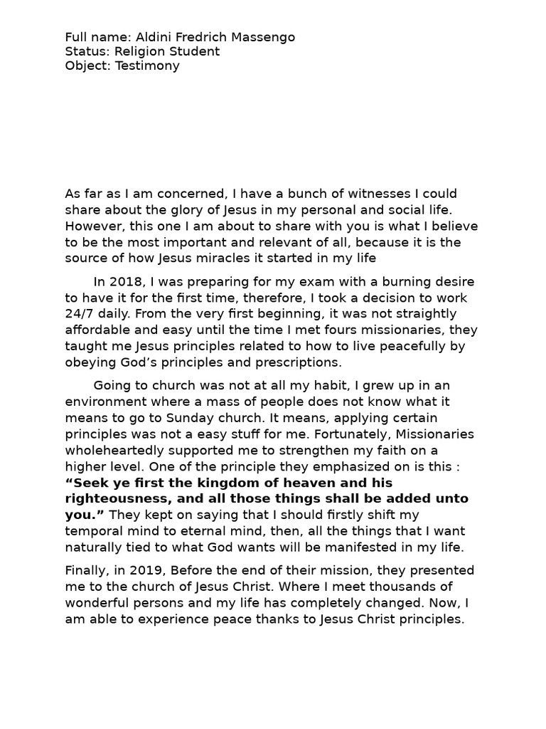 My Testimony | PDF