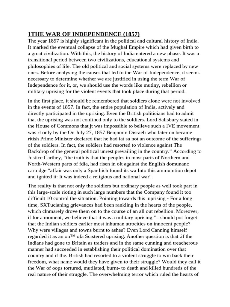 1the War of Independence | PDF | Mughal Empire | Indian Rebellion Of 1857