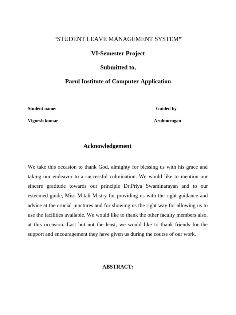 Student Leave Management System Overview | PDF | Use Case | Software