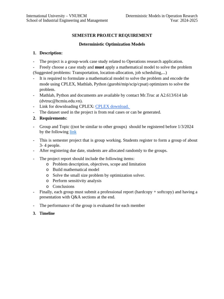 Project Description and Requirement 2024-2025 | PDF | Mathematical Optimization | Operations ...
