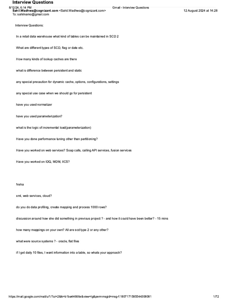 Gmail - Interview Questions | PDF