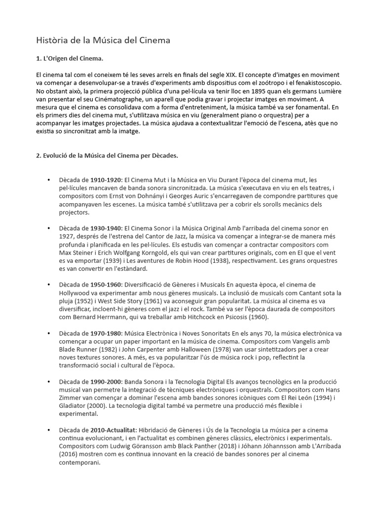 Historia de La Música CINE | PDF