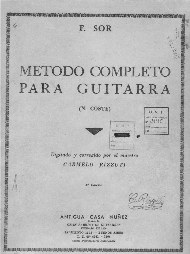 Sor Coste Metodo Completo de Guitarra | PDF
