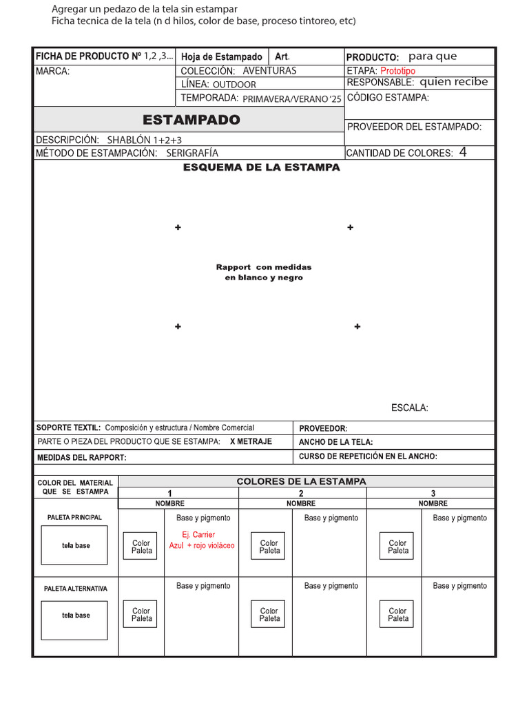 Fichas Tecnicas Estampado | PDF