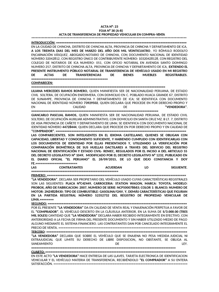 Acta 22 - Compraventa Sin Voucher | PDF | Póliza de seguros