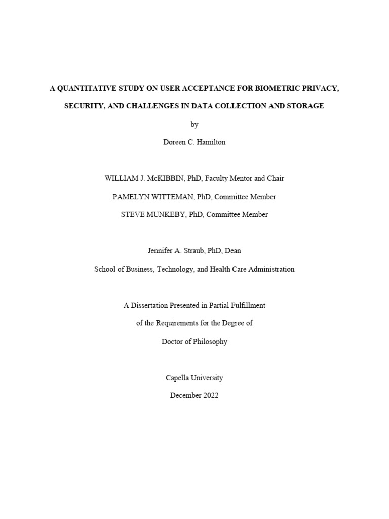 A Quantitative Study On User Acceptance For Biometric Privacy, Security, and Challenges in Data ...
