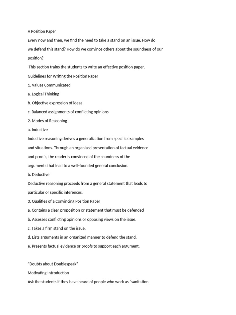 A Position Paper Demo EAPP 2022-23 | PDF | Deductive Reasoning ...