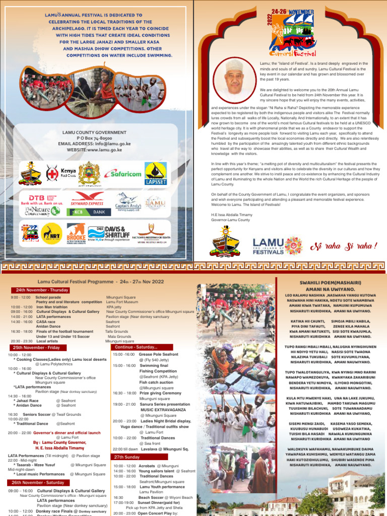 Lamu Cultural Festival Brochure | PDF | Interculturalism | Cultural ...