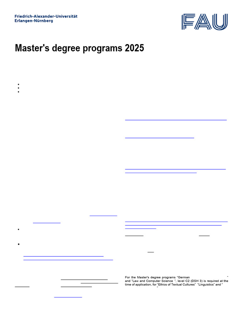 Master Degree Programmes Information Sheet | PDF | Academic Degree | Master's Degree