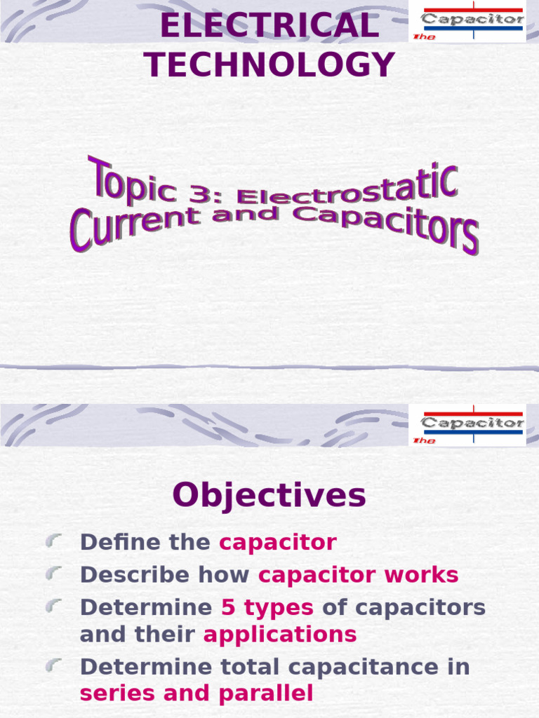 Topic 3 Electrostatic Current and Capacitors | PDF | Capacitor | Series And Parallel Circuits
