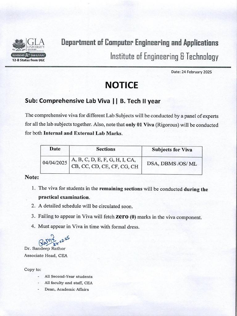 Comprehensive Viva Notice BTech II Year - 250227 - 165612 | PDF