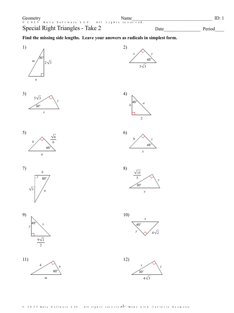 Special Right Triangles - Take 2 | PDF | Euclid | Classical Geometry