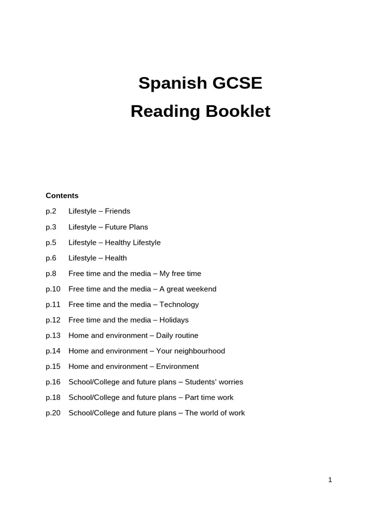 Spanish-Cxc - Reading Booklet | PDF