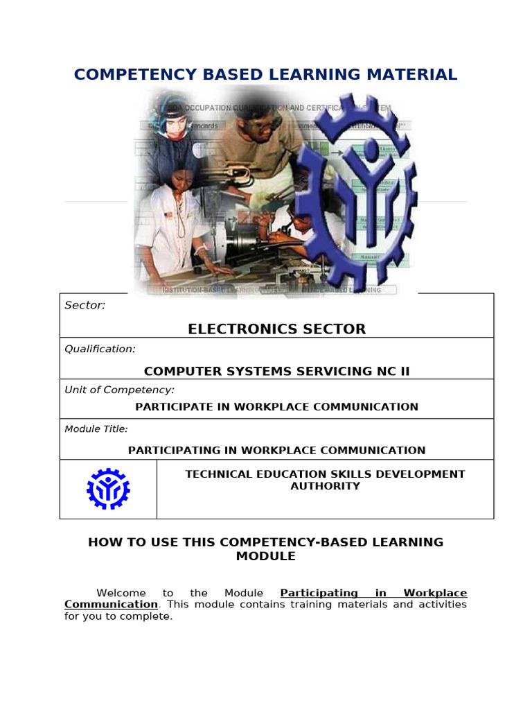 BASIC CBLM 1 - Participate in Workplace Communication (1) | PDF | Adverb | Communication