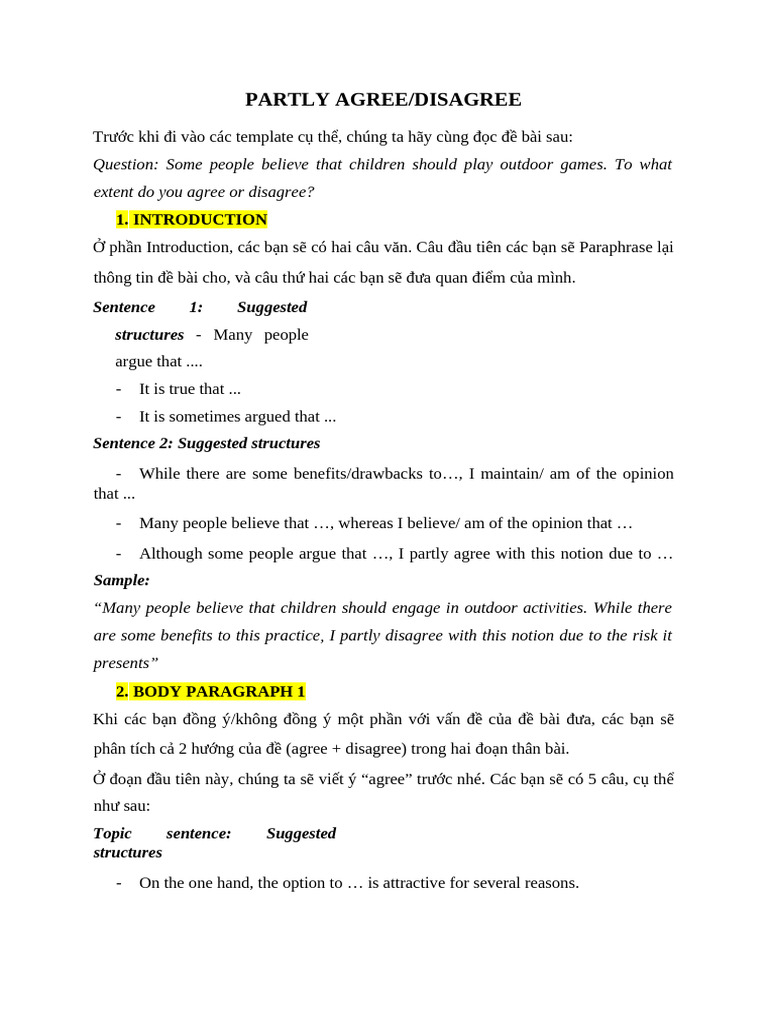 Agree: Disagree Template | PDF