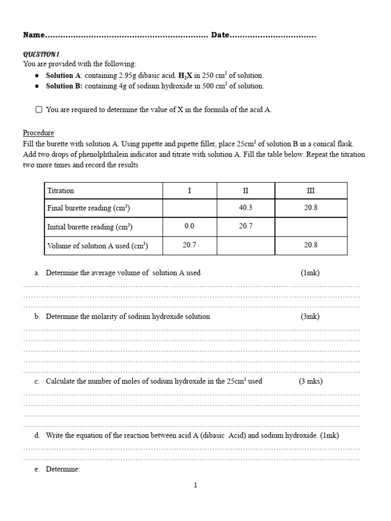 DRY PRACTICAL 3.docx-1-2 | PDF | Titration | Chemistry