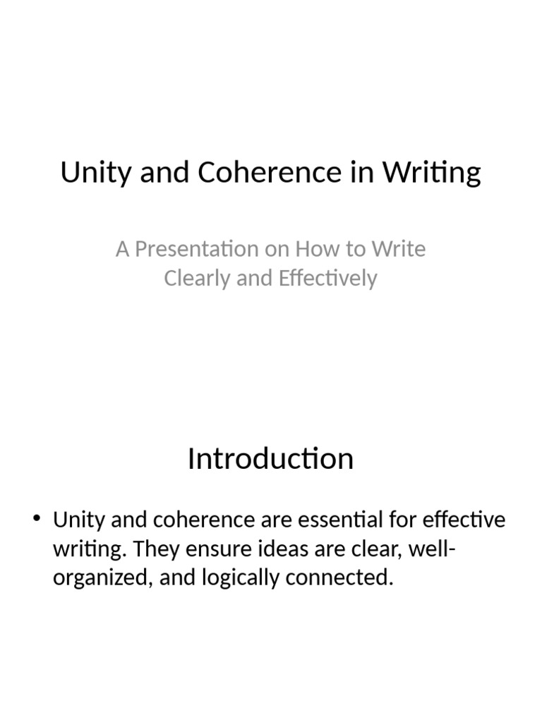 Unity and Coherence Presentation | PDF