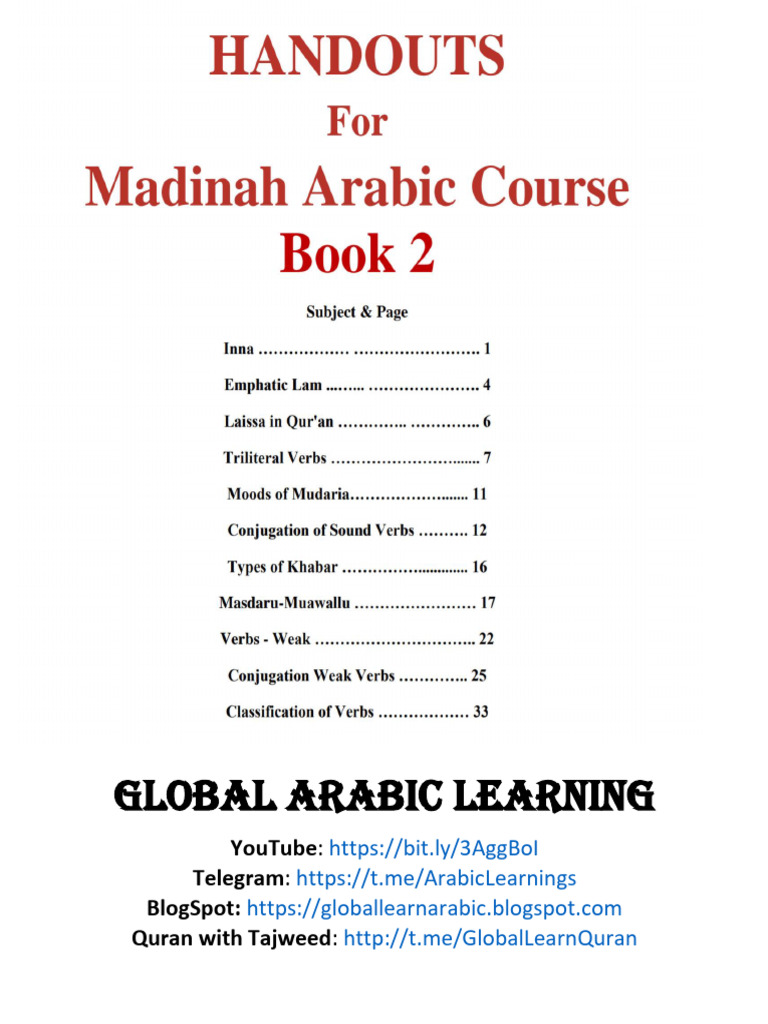 2-5 Handout For Arabic Course Book 2 | PDF | Arabic | Linguistics