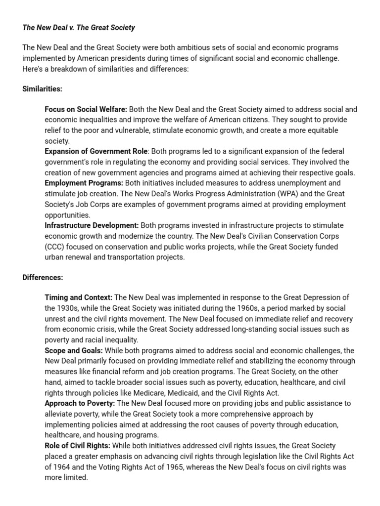 New Deal v. Great Society | PDF | New Deal | Great Society