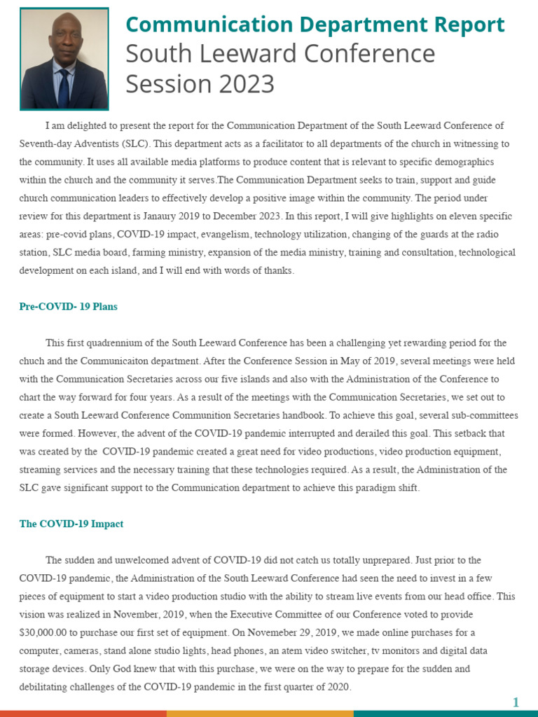 SLC Communication Department Report 2023 | PDF | Evangelism | Second Coming