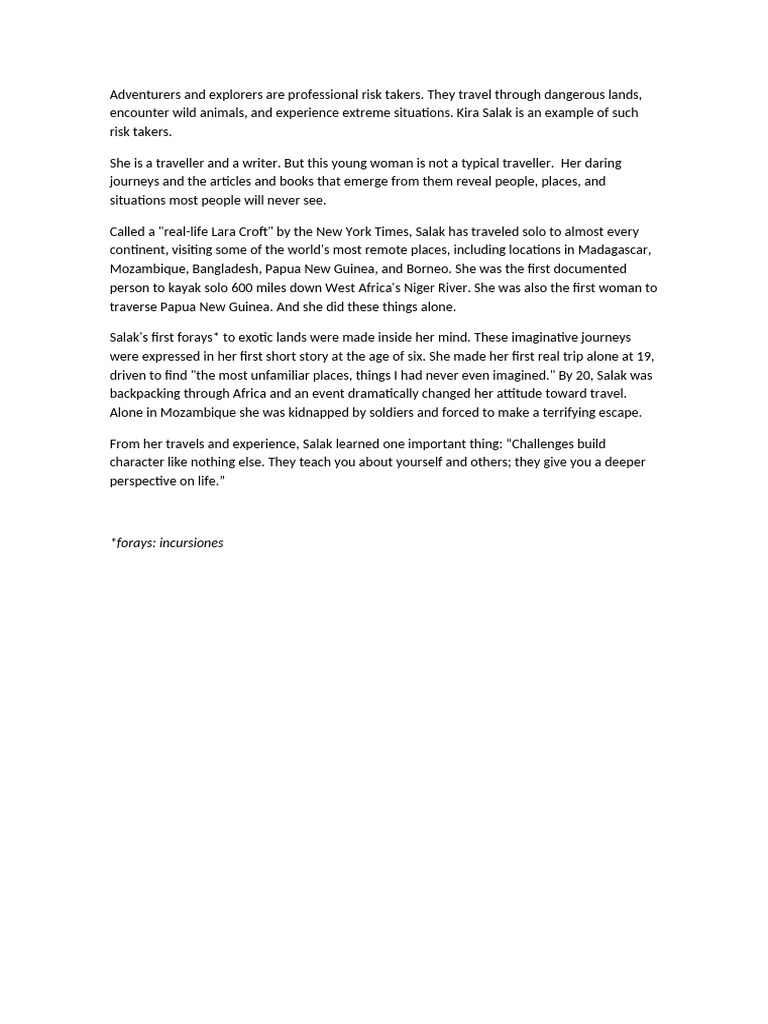 Kira Salak: Solo Adventurer's Journey | PDF | Linguistics