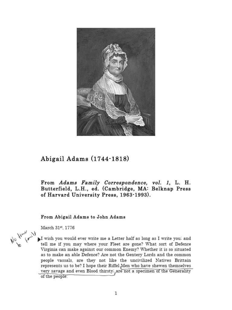 Abigail Adams' Plea for Women's Rights | PDF