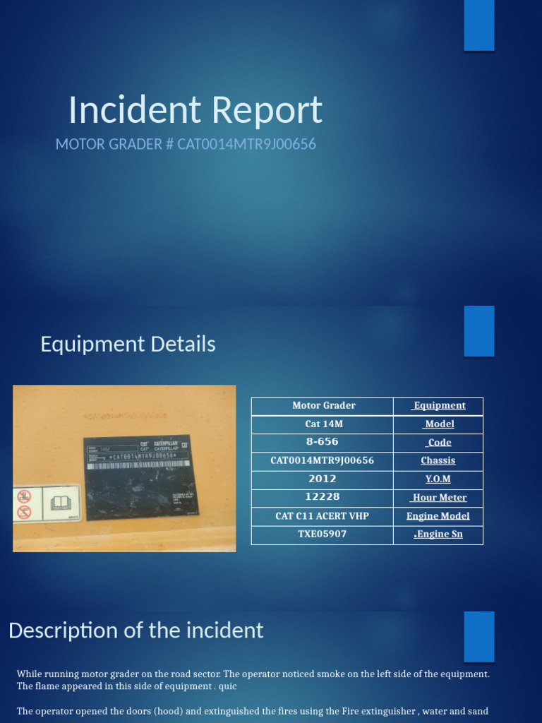 Motor Grader Fire Incident Report | PDF