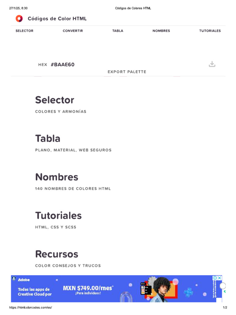 Código de Colores HTML | PDF