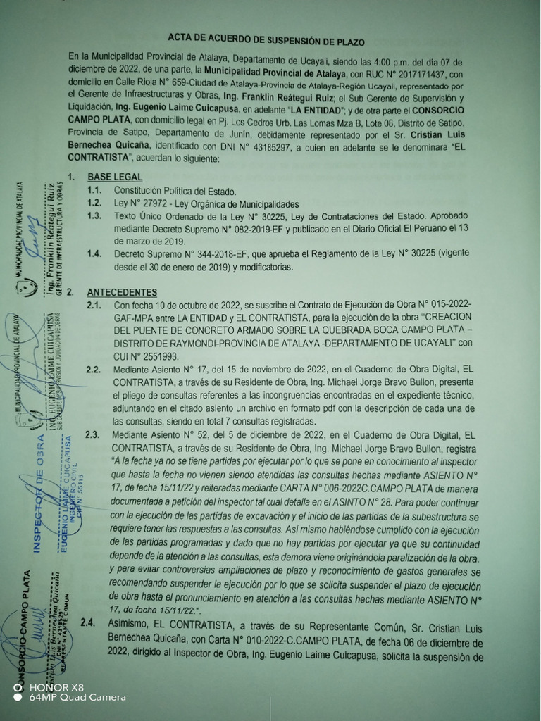 Acta de Suspension de Plazo #1 PDF | PDF