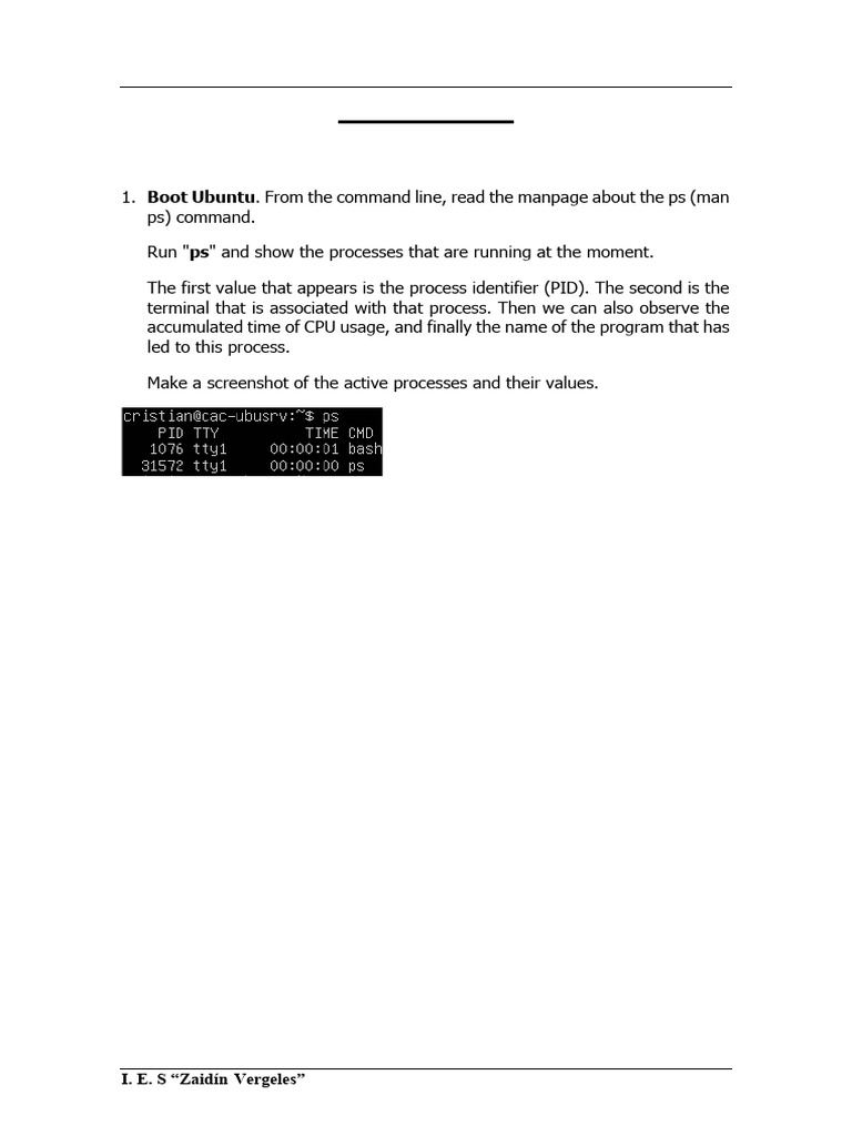 Practice 3B - Process Management On Linux | PDF | Process (Computing) | Computer Science