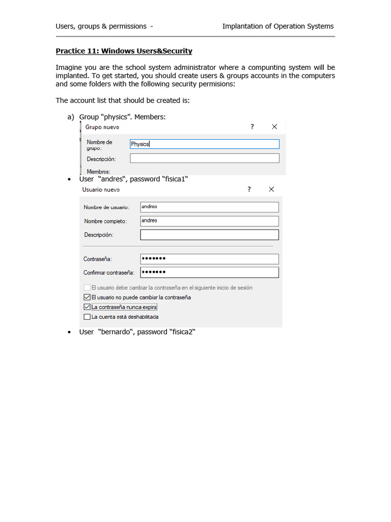 Practice 5A - User, Groups and Permissions in Windows | PDF | Directory (Computing) | User ...